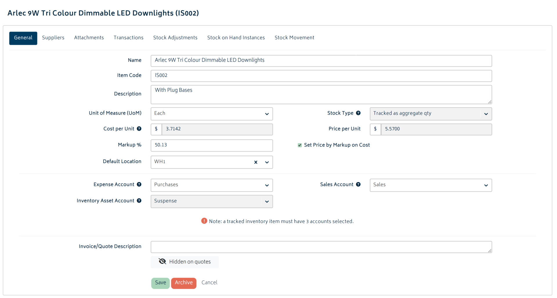 View and Edit Inventory Items - Gojee App: Xero Business Management ...