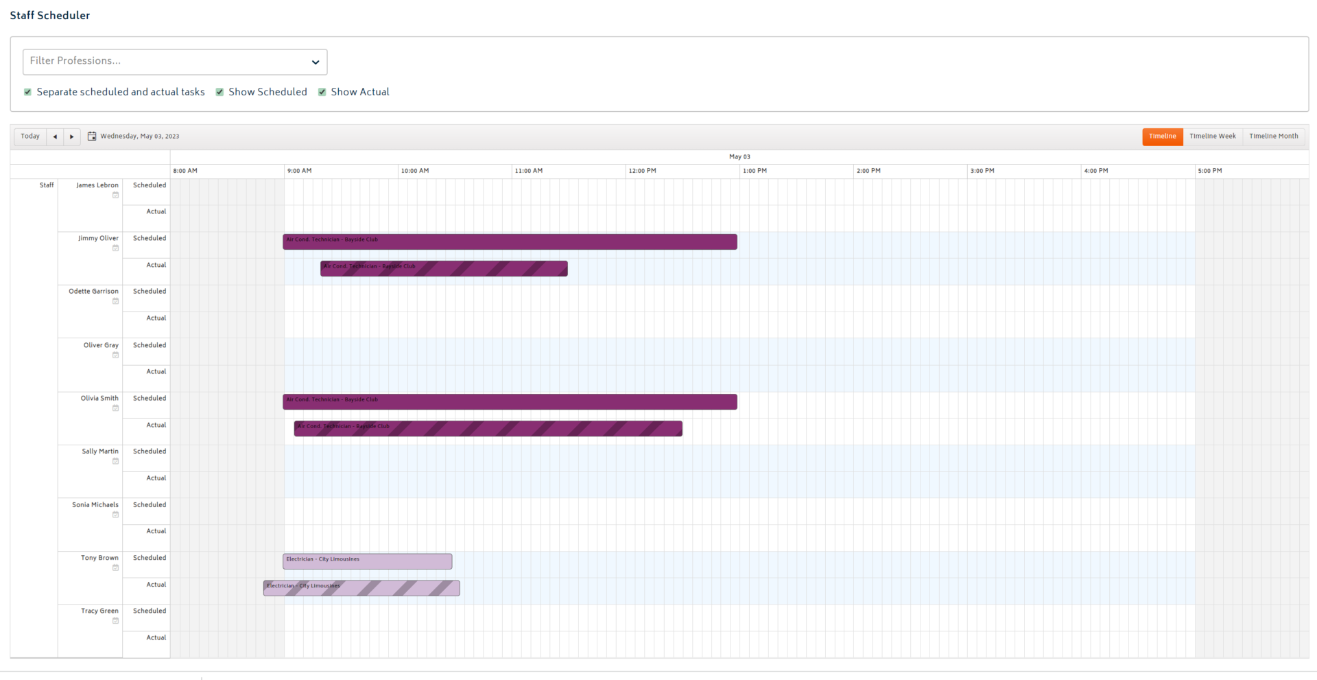 Scheduling Staff - Gojee App: Xero Business Management Software