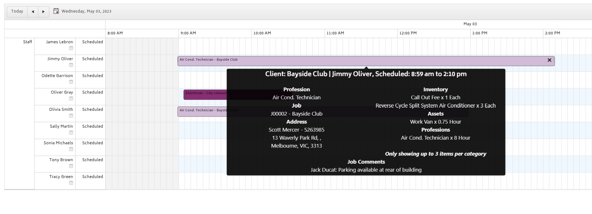 Scheduling Staff - Gojee App: Xero Business Management Software