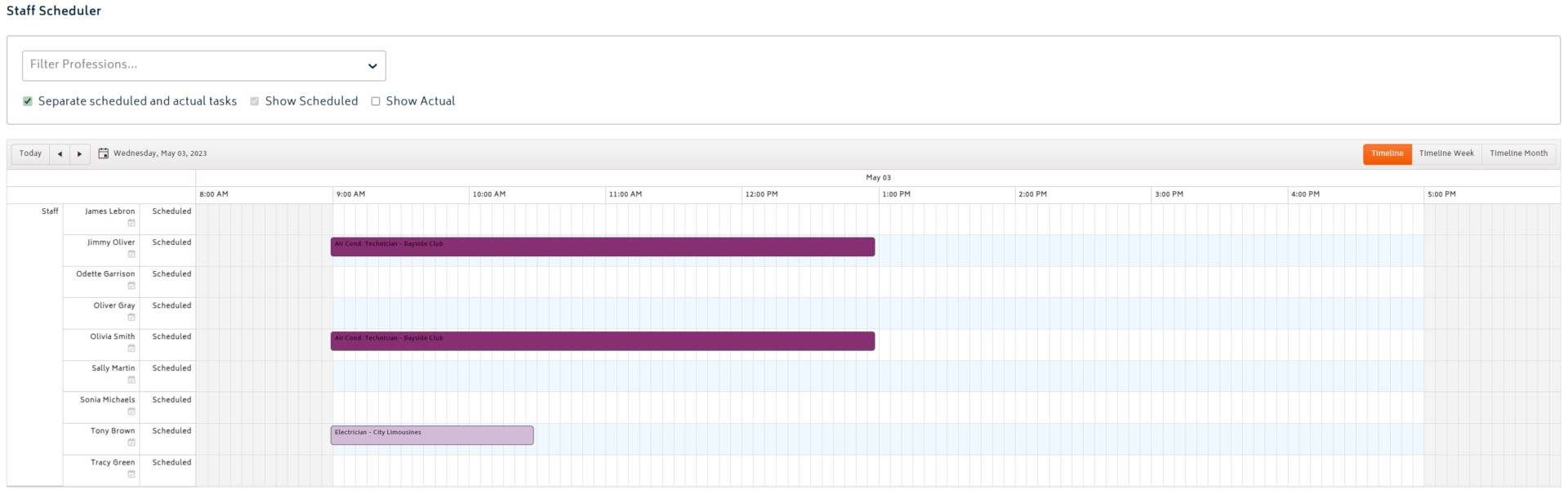 Scheduling Staff - Gojee App: Xero Business Management Software