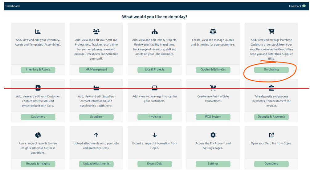 Purchasing - Gojee App: Xero Business Management Software