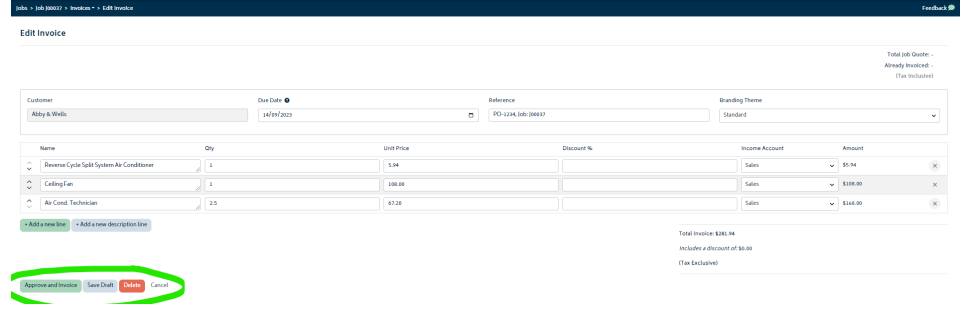 Edit Gojee Invoices - Gojee App: Xero Business Management Software