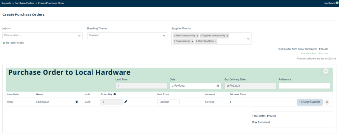 Create Purchase Orders - Gojee App: Xero Business Management Software