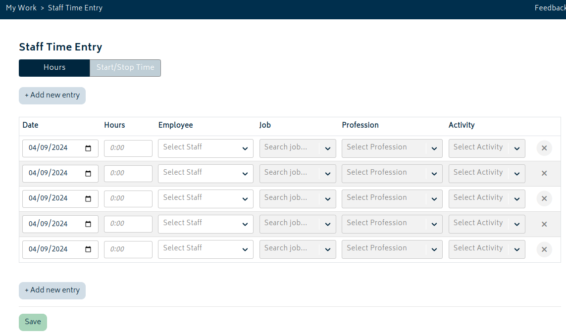 Bulk Time Entry - Gojee App: Xero Business Management Software