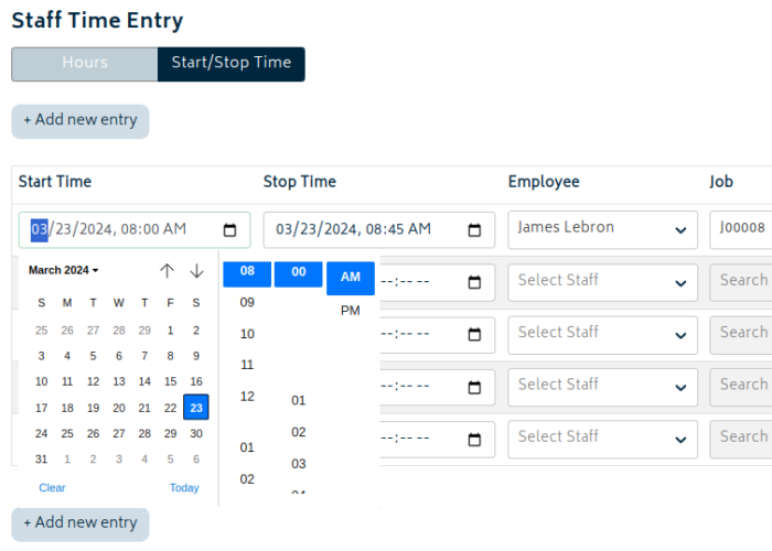 Bulk Time Entry - Gojee App: Xero Business Management Software