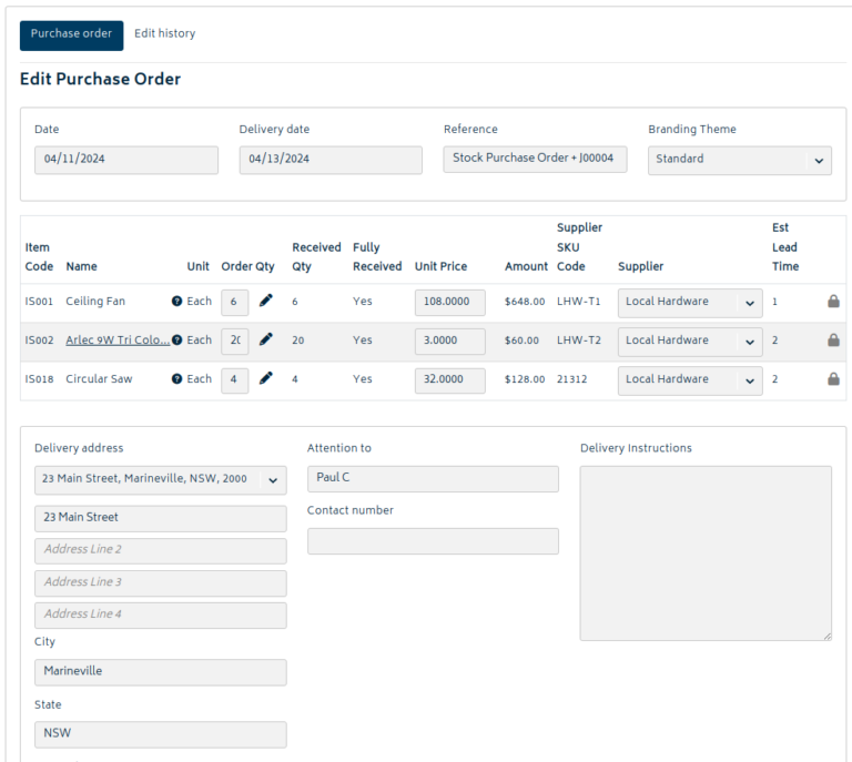 View, Edit and Email Purchase Orders - Gojee App: Xero Business ...