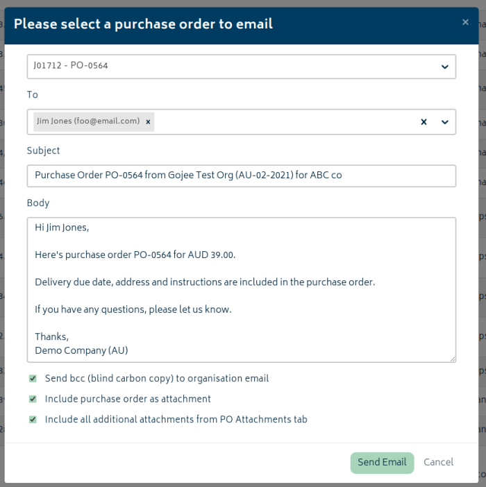 View, Edit and Email Purchase Orders - Gojee App: Xero Business ...