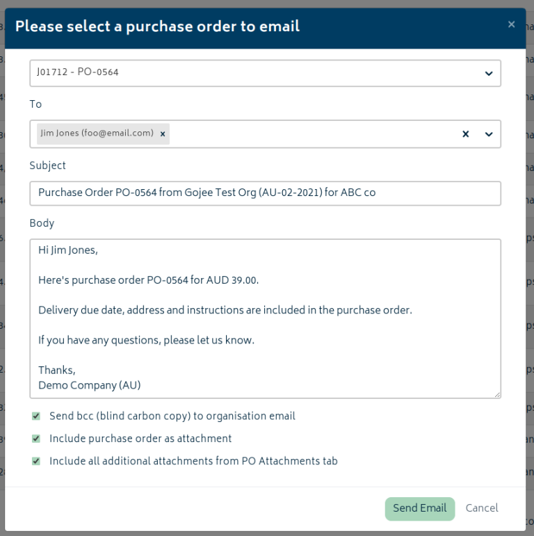 View, Edit and Email Purchase Orders - Gojee App: Xero Business ...